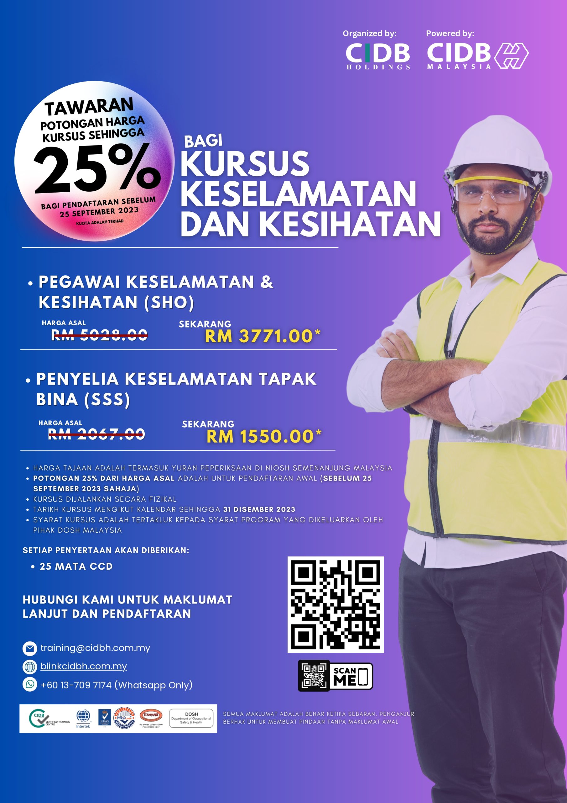 Tawaran Harga Kursus Keselamatan dan Kesihatan Sehingga 25% - CIDB Holdings